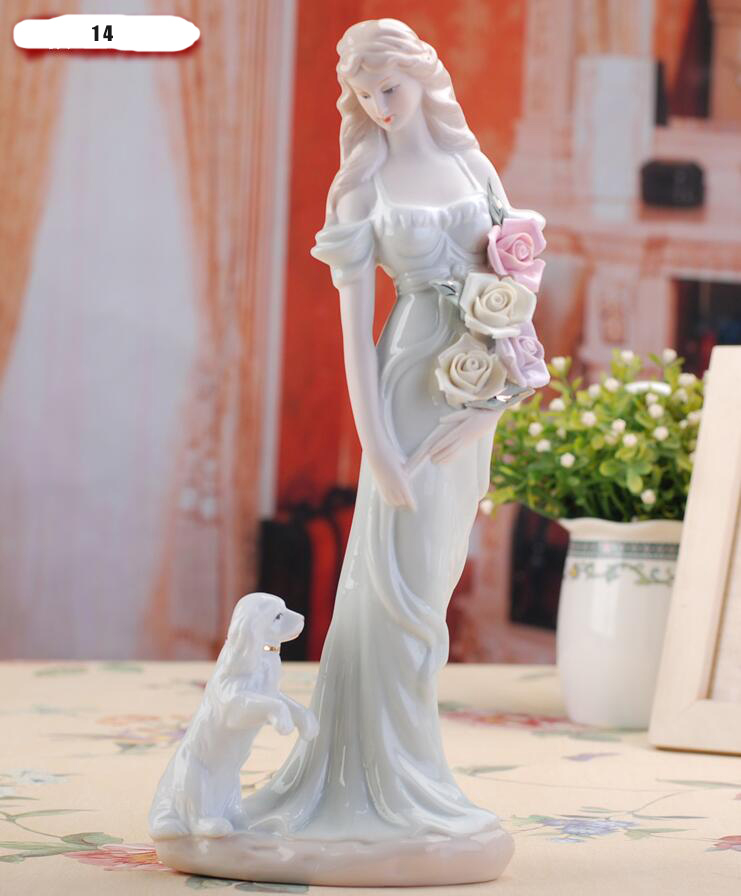 Lovely Ceramic Ladies Figurines for Home Decoration