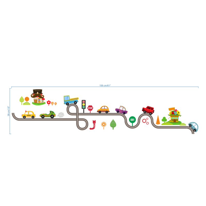 Boy's Cartoon Highway Wall Sticker