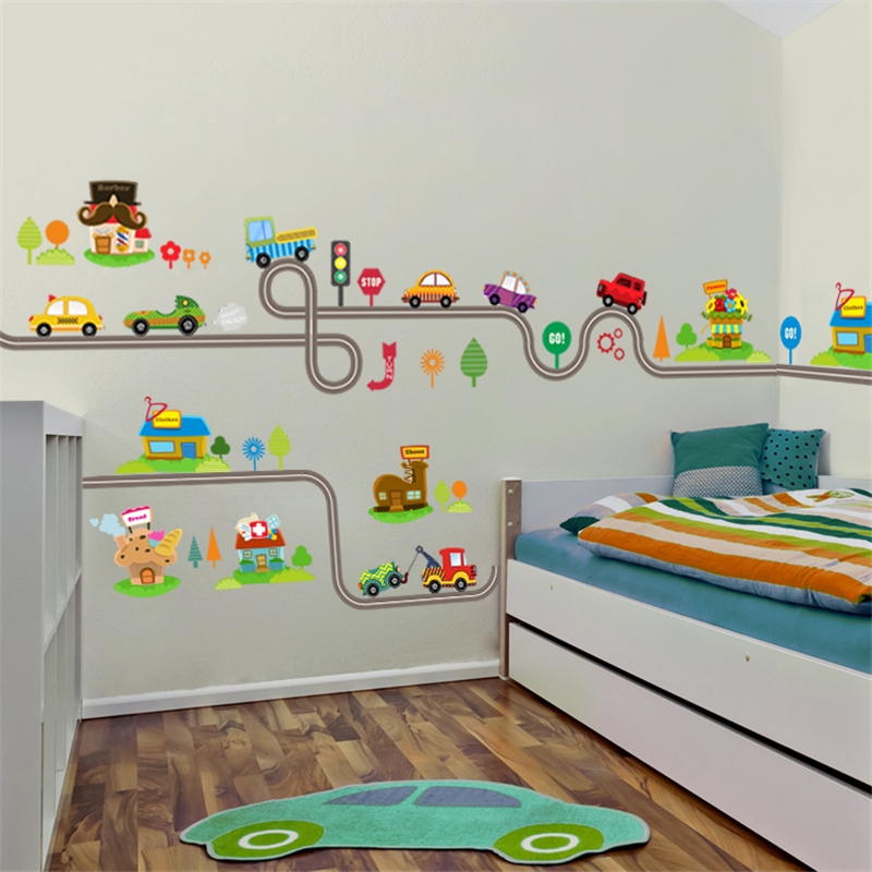 Boy's Cartoon Highway Wall Sticker