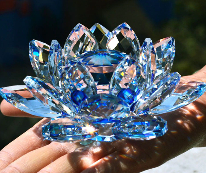 80 mm Feng shui Quartz Crystal Lotus Flower